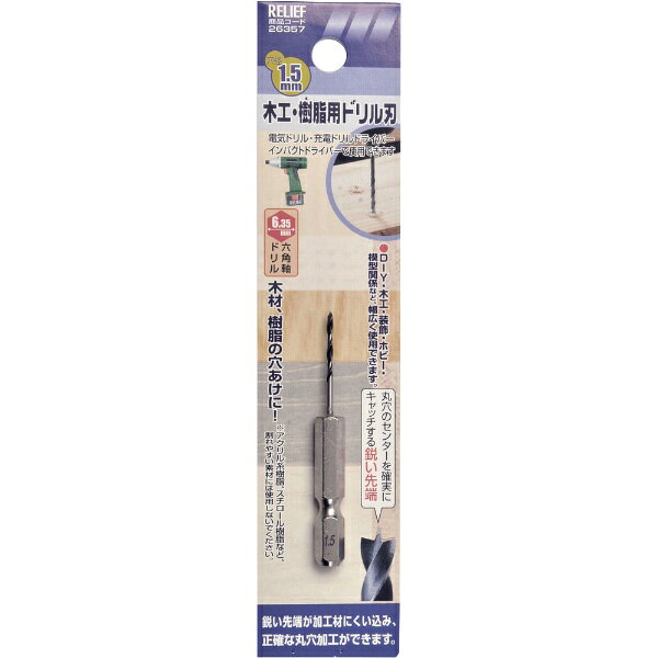 特長■丸穴のセンターを確実にキャッチする鋭い先端です。用途■木材、樹脂の穴あけに。仕様■刃径（mm）： 1.5■全長（mm）： 70