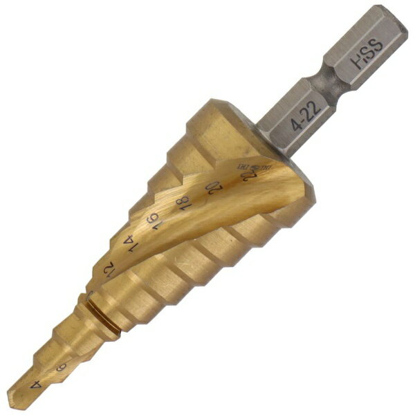 ●穴あけ・下穴拡大・面取り・バリ取りなどの作業がこれ1本。●チップブレイカー機能付※注意：画像はサイズ違いのものになります。●材質：モリブデン系ハイス鋼 ●硬度：HRC58-63 ●10段：4mm、6mm、8mm、10mm、12mm、14m...