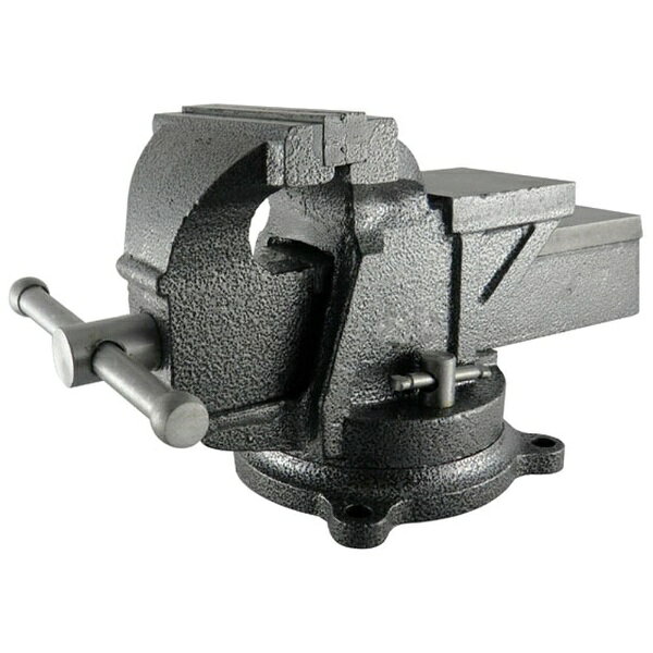 ●強靭な鋳鉄製。●360度回転盤付きで加工に便利。●口幅： 150mm ●口開き： 約125mm ●口の深さ： 75mm ●アンビル： 96×85 ●全長： 400mm ●重量： 16.5 ●本体材質： 鋳物鉄FC200 ●口金材質： 45C鋼材