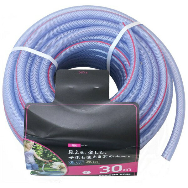 ●見える、楽しむ、子供も使える安心ホース。●サイズ： 15mm●定尺： 30m●許容圧力23℃（MPa）： 0.7（7kgf/cm2）●使用温度範囲： 0℃〜35℃●色： クリアー+ピンクライン