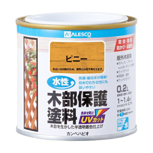 ●木目をいかしたまま表面に塗膜を作らず着色するので、木材の持つ自然な風合いを引き立たせます。●木材保護成分も配合されているので防虫・防腐・防カビ・防藻・UVカット効果を発揮します。●臭いが少なく、乾燥も速く、使いやすい水性タイプ。取り扱いが...
