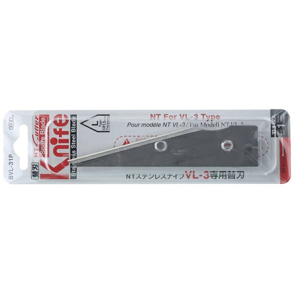 ●ナイフ大ステンレス両刃（刃厚1.5mm）。●1枚入。●サビにくいハイカーボンステンレス製。●パッケージサイズ： 53×190×8mm●パッケージ重量： 38g●適合本体： VL-3P，VL-6P●刃入数： ナイフ大ハガネ両刃×1枚