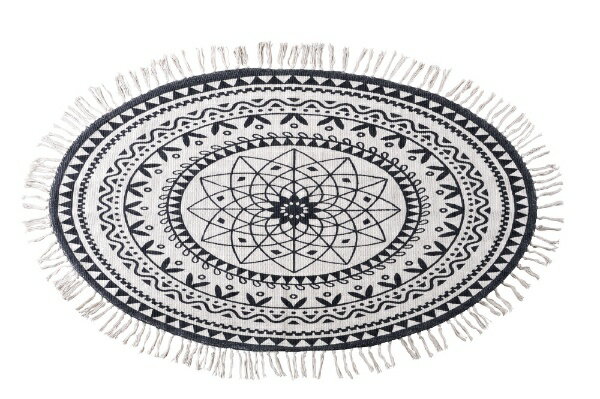 オーバル＆ラウンド／デザイン性の高いジオメタリック柄の「オーバル」＆「ラウンド」ラグが登場です。少し長めのフリンジを使ったデザインなので、ハードになり過ぎないテイスト。