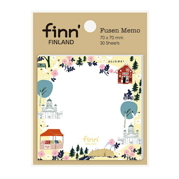 ◆ふせんメモ（FINN‐7881?7884）ヘルシンキ柄素朴な風合いの台紙にデザインを組み込みました。そのまま柄を生かしやすく、使用用途の広いふせんメモとしてご使用できます。