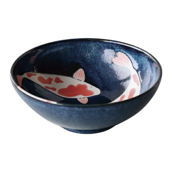 器の中で錦鯉が泳いでいる絵柄の陶磁器食器■海外の方に大好評　海外の方を日本料理でおもてなしするときに大活躍の食器となっています。　プレゼントとしても喜ばれています。【錦鯉シリーズ】2021年4月時点取り扱い・サラダめん鉢 NK-955・スモ...