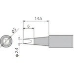 ■鉄メッキ処理の長寿命こて先です。【用途】・表面実装部品に。【仕様】・適合機種： PX-280/280E/580・コテ先名称： Φ2.4mm・先端2.4mm幅のマイナス状