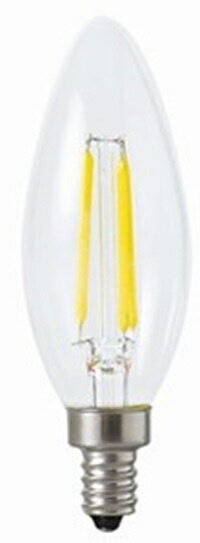 口金：E14 消費電力：2W 全光束：230lm　25W相当 色温度：2700K　電球色 配光角：290度 定格寿命：20,000h 調光器：×　密閉型器具：○　断熱材施工器具：×