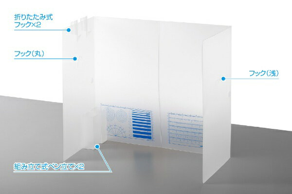模型作りに便利な卓上タイプの折りたたみ式パーテンション！■置くだけで手軽にパーソナルスペースを確保。パーツの切り出し時に飛びがちな切りくずや、パーツ自体の飛散防止に役立ちます。本体正面に作業の目安になるガイドラインと目盛を印刷。側面2種類の...