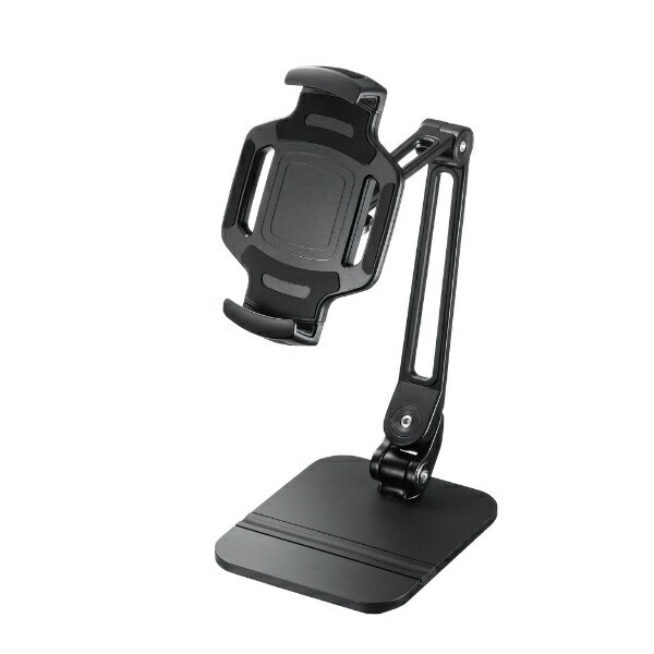 2つのヒンジを搭載した可動式アームで高さや角度の調整が自在にできる、ペントレーが付いたiPad・タブレット用デスクトップスタンド。■360°回転・無段階で角度調節ができるiPad、タブレット用のデスクトップスタンドです。■6インチ〜13イン...