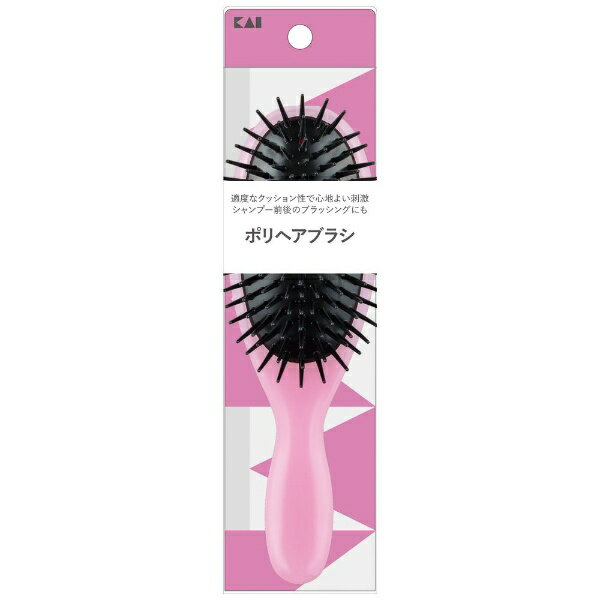 適度なクッション性で心地よい刺激。シャンプー前後のブラッシングにも。毎日のお手入れに欠かせないポリヘアブラシ。