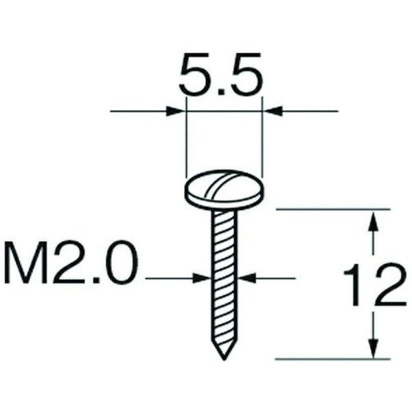 【仕様】・全長(mm)：14・ねじ部(mm)：2.0・ねじ頭径(mm)：5.5【材質】・スチール