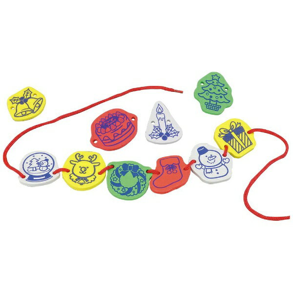 ツリーやサンタ、トナカイなどのかわいいクリスマス柄のひも通しです。 ひも通しは、穴に紐を通す動作を通して、手指の発達を促し、集中力を養います。 長さを調節すれば、首かざりにもできます。 20ピース、ひも3本付。 セット内容：EVAシート×4...