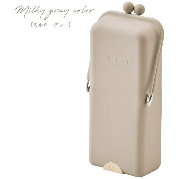 ・置くだけピタッとたおれないペンケース・空気のチカラでくっつく吸盤・タテにもヨコにもスマホが置ける・大容量！ガバッと開くがま口タイプ■本体サイズ：H207×W97×D51mm、176g■材質：シリコーンゴム、鉄