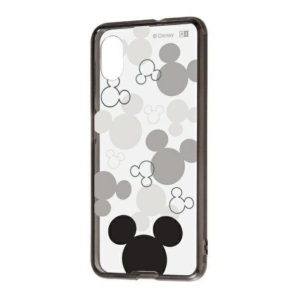ミッキーマウスのアイコンが散りばめられたハイブリッドケース。カメラレンズに傷が付きにくい。鉛筆硬度2Hで傷に強い。衝撃をやわらげる四つ角のエアクッション構造 。ボタンや端子周りまで保護。