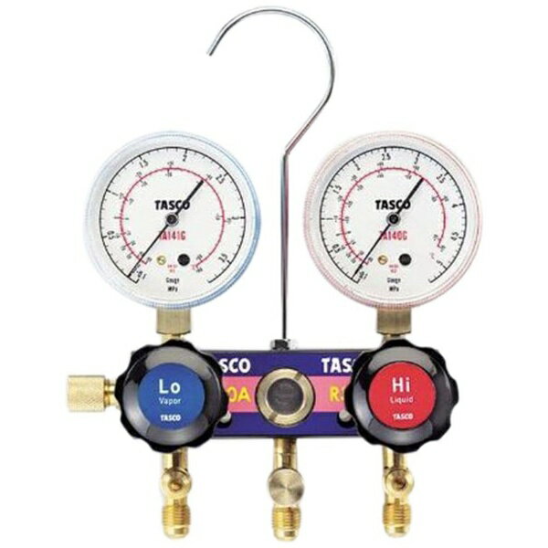 ●入数（個）： 1●R410A、R32用●ゲージ径： φ68●バルブ： 高耐圧ニードルパッキン●ゲージ取付ネジ： 1/8 NPT●ホース接続ポート： 5/16 フレア●サイトグラス付マニホールドボディ（TA122E-11）●圧力計/連成計：...