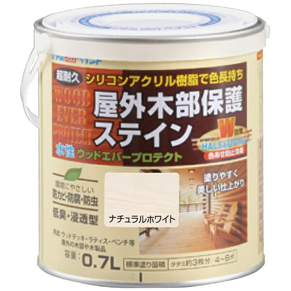 ●シリコンアクリル樹脂にHALS（紫外線劣化防止剤）とUV吸収剤を配合し、木部の長期間色あせ防止と耐久性を向上させました。