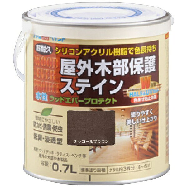 ●シリコンアクリル樹脂にHALS（紫外線劣化防止剤）とUV吸収剤を配合し、木部の長期間色あせ防止と耐久性を向上させました。