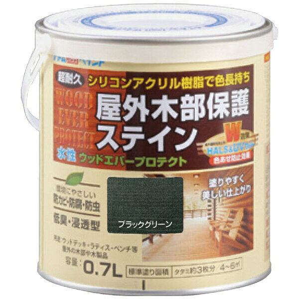 ●シリコンアクリル樹脂にHALS（紫外線劣化防止剤）とUV吸収剤を配合し、木部の長期間色あせ防止と耐久性を向上させました。