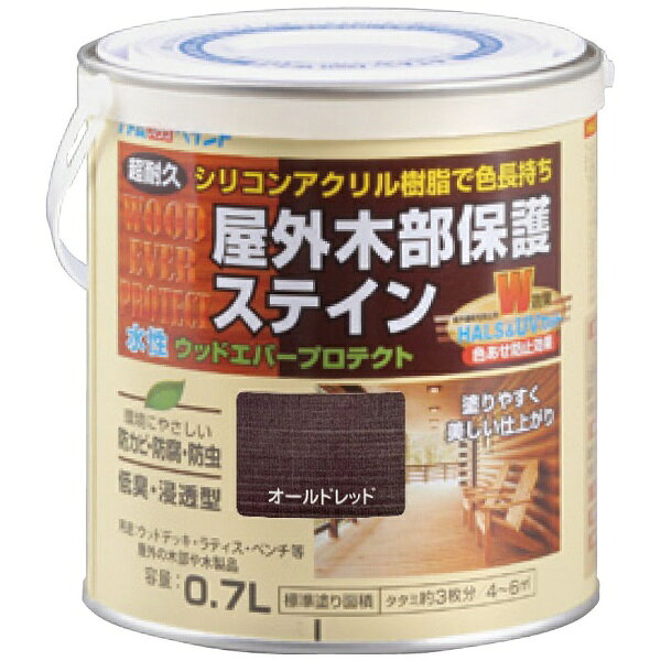 ●シリコンアクリル樹脂にHALS（紫外線劣化防止剤）とUV吸収剤を配合し、木部の長期間色あせ防止と耐久性を向上させました。