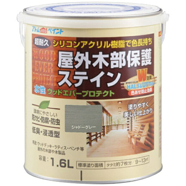 ●シリコンアクリル樹脂にHALS（紫外線劣化防止剤）とUV吸収剤を配合し、木部の長期間色あせ防止と耐久性を向上させました。