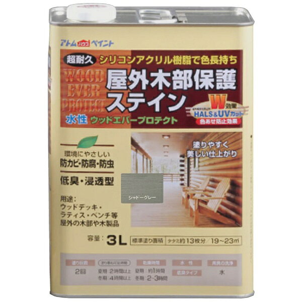 ●シリコンアクリル樹脂にHALS（紫外線劣化防止剤）とUV吸収剤を配合し、木部の長期間色あせ防止と耐久性を向上させました。
