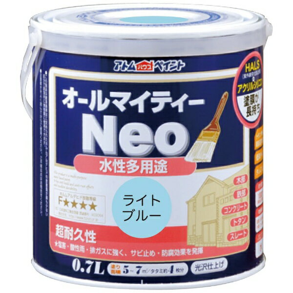 ●カラーやサイズのバリエーションも豊富で学園祭や体育祭、文化祭をはじめ本格的な建築用途まで幅広い用途、幅広いお客様から支持されている塗料です。●別売りの｢アトムつや調整剤｣を使用することで、オールマイティーネオのつやを調整することができます...