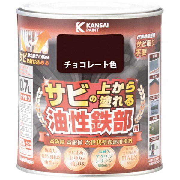 ■高耐久アクリルシリコン樹脂と強力防サビ剤の効果により、最高クラスの高い防サビ性と高い耐久性を実現した「サビの上から直接塗れる高性能鉄部用塗料」です。■強力防サビ剤が防錆効果を発揮し、サビ止めと上塗りが同時にできます。【仕様】・色： チョコ...