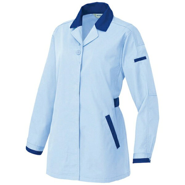 ■独自開発した立体パーム構成ムービンカットで、腕・肩部分に驚異的な動きやすさを実現しました。【仕様】・色： サックス/ネイビー・サイズ： S・制電防止　JIS-T8118適合品・立体カッティング・釦： 糸付ボタン・ペン差し付き【材質／仕上】...