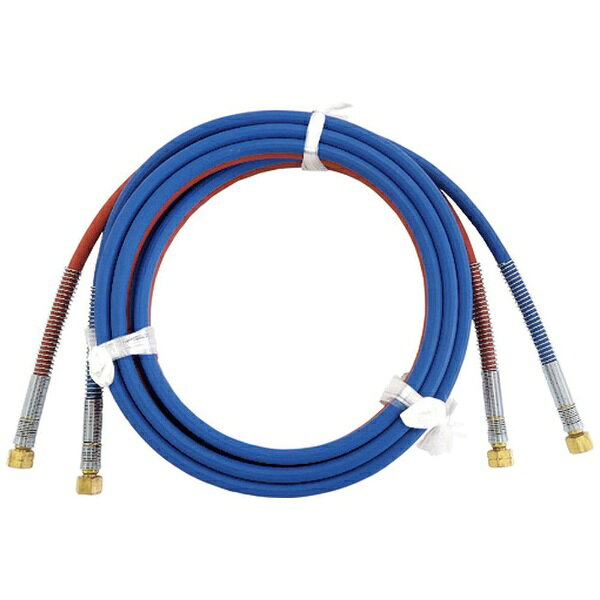 【用途】・酸素アセチレンガス溶接溶断用ホース部品【仕様】・ホース内径（mm）： 5・ホース長さ（m）： 5・常用圧力（MPa）： 酸素0.99　アセチレン0.13・G型ホース（ネジ式）5m・ねじサイズ： M16×1.5（アセチレン側は左ねじ）
