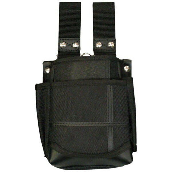 工具の収納に底面に水抜き穴があるので、水が溜りません。ベルト通し部が自在式で、使い勝手抜群！カラー：黒/黒材質：ナイロン本体寸法L（mm）×本体寸法W（mm）×本体寸法H・D（mm）：290×150×100本体重量（g）：185