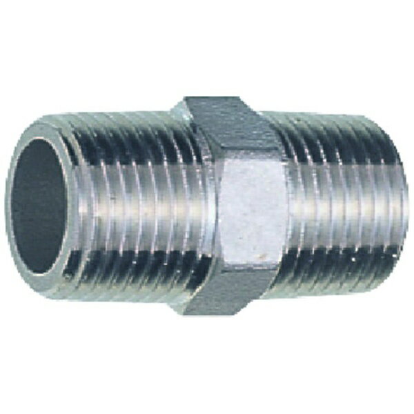 ■呼び13メネジ同士の接続用。【仕様】・長さ（mm）： 42・ねじ寸法： R1/2・呼び径： 13・ステンレス製の六角ニップル。【材質／仕上】・SUS304