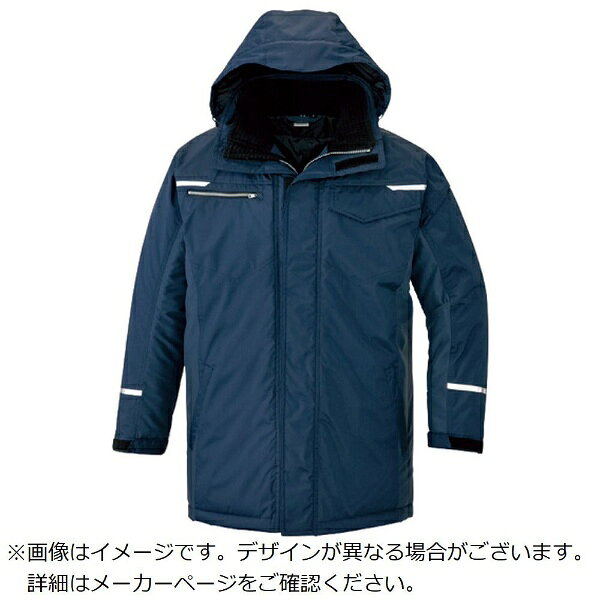 ■制電基準JIS　T8118適合品です。■防風機能付きで保温効果があります。■撥水機能付きです。■360度反射材付きで安全性にも配慮しています。【用途】・屋外作業・倉庫業などに。【仕様】・色： ネイビー・サイズ： L・着丈（cm）： 83・...