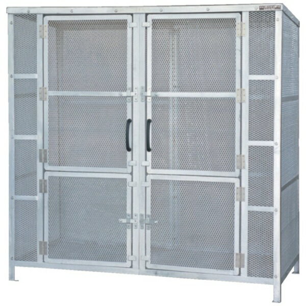 ■においのこもらないメッシュタイプです。■集積物がひと目で分かります。■大開口前面観音開きタイプです。■組立仕様です。【用途】・町内会、自治会の集積保管庫。・工場などの集積保管庫。【仕様】・色： シルバー・間口（mm）： 1800・奥行（m...