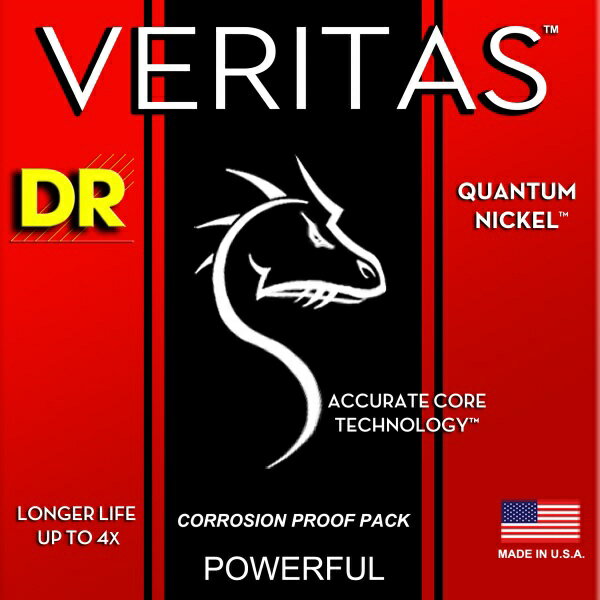 VERITASはDR独自の技術Accurate Core Technologyc (ACTc)でコア材を極限まで研磨し独自素材であるカンタムニッケルをハンドワウンドした今までにない新しいエレキギター弦です。コア表面を均一にし、よりタイトにワ...