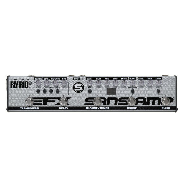 FLY RIG 5は軽量＆コンパクトなボディの中にパワフルブースト、タップテンポディレイ、リバーブなど、不可欠なエフェクトを搭載、またギタートーンに必要なプロセッシングをSansAmpと共に詰めたマルチエフェクターです。この1台で場所問わず...