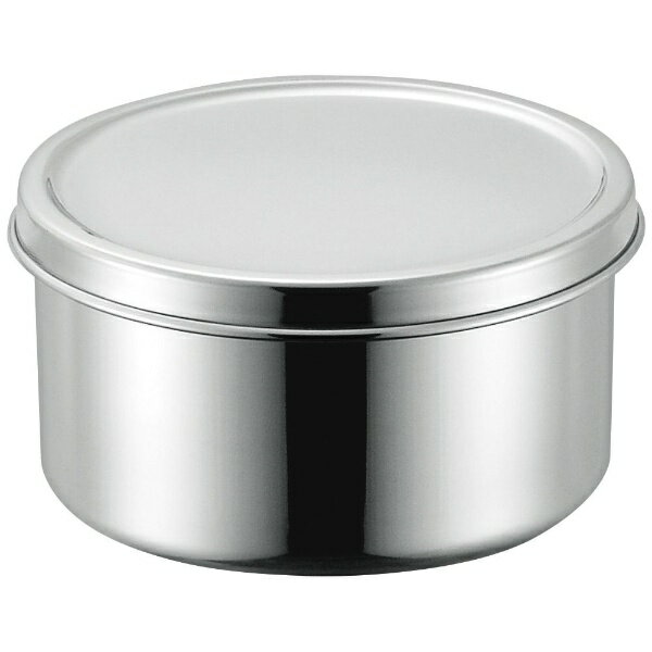 ステンレス製の丸型容器です。シンプルで使いやすいデザインで、バターや調味料などの保存に最適です。12cmサイズなので、様々な用途にお使いいただけます。