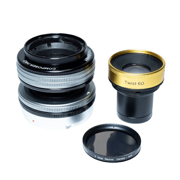 「Lensbaby コンポーザープロII + Twist 60 & NDフィルター」は、ティルト機構を持つ鏡筒「コンポーザープロII」と、渦巻き状のボケが魅力のオプティック「Twist 60」がセットになった、マニュアルフォーカスレンズです...