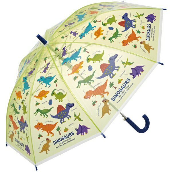 かわいいデザインの子ども用ビニール長傘。傘骨は軽くて丈夫で折れにくいグラスファイバー。開閉部は指を挟みにくい安全カバー付きで安心！ワンタッチで開くジャンプ式です。ベルトの内側に名前が書けるタグ付き。