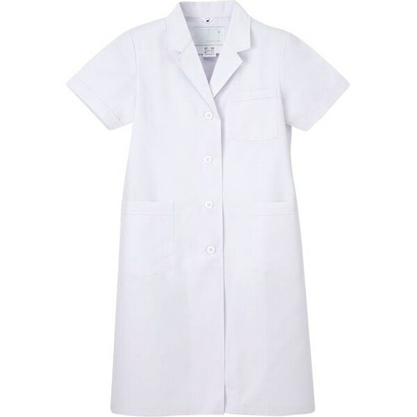 吸水効果のある素材を使用した半袖タイプの診察衣。●左胸、両腰ポケット