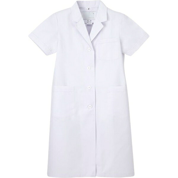 吸水効果のある素材を使用した半袖タイプの診察衣。●左胸、両腰ポケット