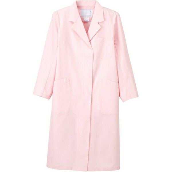 すっきりとしたシングル打ち合わせは、比翼ボタン仕上げです。●左胸、両腰ポケット●特殊プレス仕上げのため、洗濯後も美しい仕上がりが維持されます。●特殊仕上により制電、吸水、防汚効果を付加しています。●業務用洗濯にも耐えうる形態安定素材です。