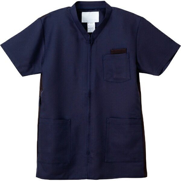 着易い前ファスナー開きのスクラブです。着脱時のわずらわしさが解消です。●左胸（PHSポケット付き）、両腰ポケット●さらさらタッチのポリエステル織物素材です。●濃色でも他のポリステルに移染しにくい素材です。●特殊仕上により吸水、防汚効果を付加...