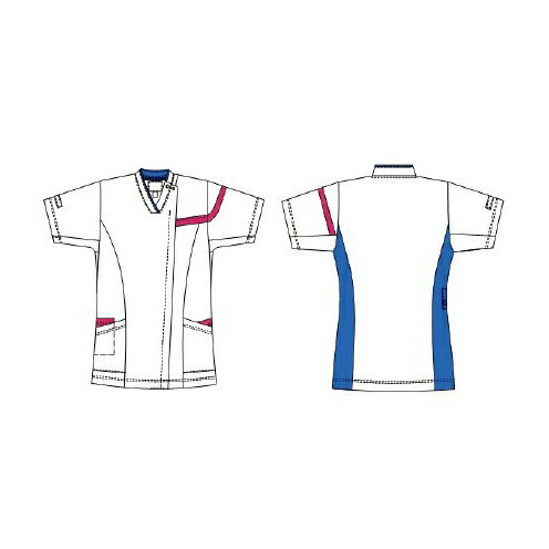 プロファンクション機能を搭載した男女兼用の前開きスクラブです。胸から袖に入ったラインはチームの結束を表現しています。また標識性を高めます。 右腰のダブルポケットの内側はスマートフォンを収納できます。両脇のネイビーの配色はネイビーのパンツとの...