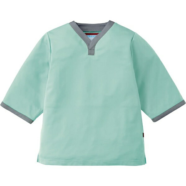 やわらかくソフトな風合いの素材と明るいカラーで、患者様の気持ちを和らげる検診衣。着脱がスムーズなかぶり式。胸裏には当て布付きで透け感が気になりにくくなっています。