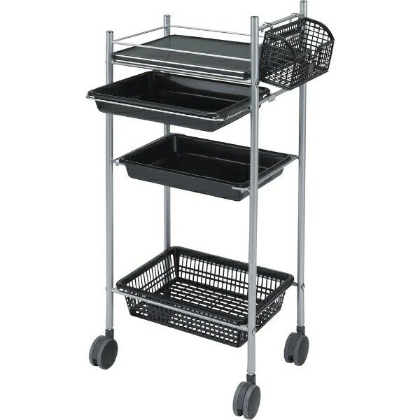 ●10種類のカラーバリエーションからお選びいただけます。●カラフルな双輪キャスターで動きも軽快です。●便利なメッシュラック付。付属品：メッシュラック仕様：引出式トレー1段、固定トレー1段、固定バスケット1段