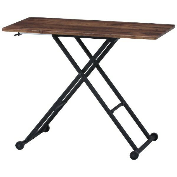 無段階調整できる、ヴィンテージ風の昇降式テーブル。■深い色味の木目調天板とブラックスチールの組合わせがおしゃれなヴィンテージ風のデザイン。■低く調節するとリビングテーブルに、高く調節すると作業用のデスクに早変わり。■レバーひとつで高さ12〜...