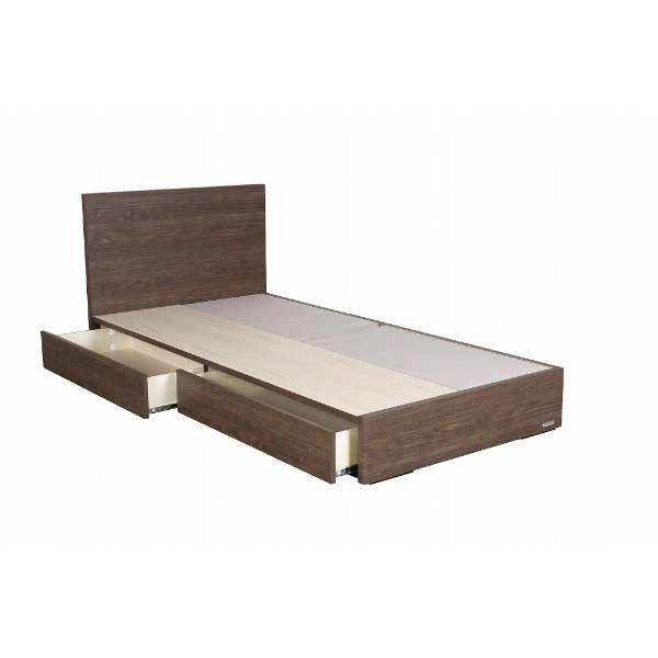 シンプルで上品なデザインでお買いもとめやすい価格のベッド。ヘッドボードのデザインはスッキリしたフラットタイプ、収納に便利な引き出し付き（フルオープンタイプのスライドレール付き）。