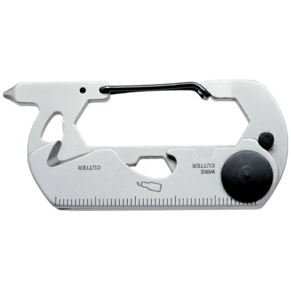 11のツールを搭載した携帯性に優れたカラビナサイズのツール。