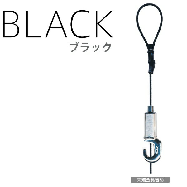 ベーシックなワイヤー自在です。安全荷重：10kg長さ：2.0m太さ：φ1.2カラー：ブラック黒ビニールコーディング（1クリップ）