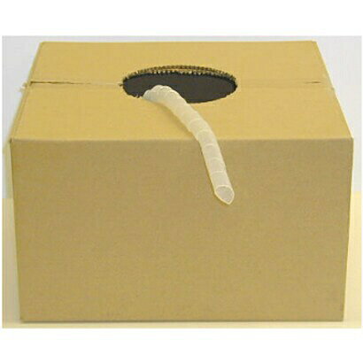 スパイラルチューブ ポリエチレン製のスパイラルチューブです。 商品仕様 内径：15mm 結束径：15〜45mm（肉厚1.2mm） 材質：ポリエチレン 入数：50m 包装寸法：厚さ210mm×横390mm×縦390mm 重量：2675g